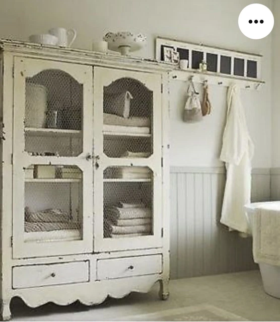 LAURA ASHLEY BRAMLEY Distressed Wire Front Armoire Ornate Cupboard Wardrobe 999.00 PicClick UK