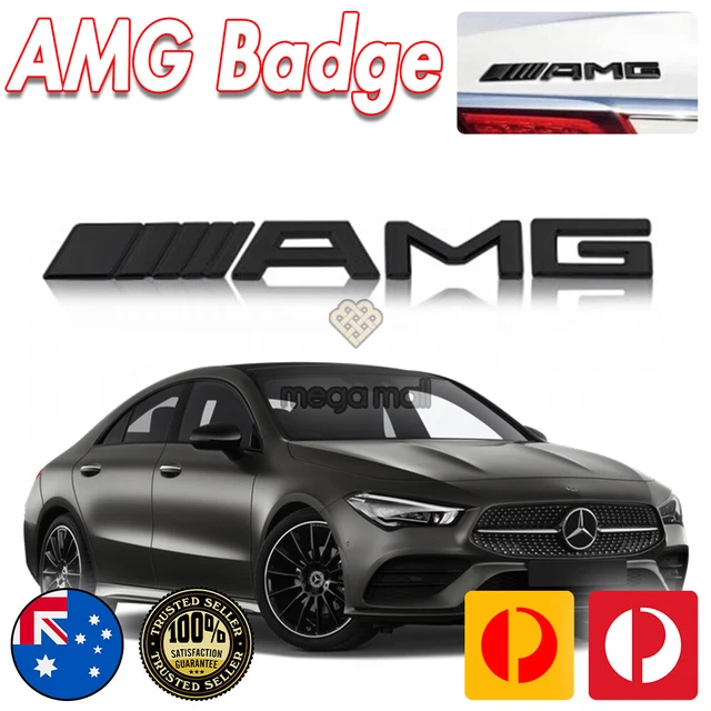 BLACK AMG BADGE Emblem Decal for Mercedes Benz Boot C63 43 GLC63 43 A45 ...