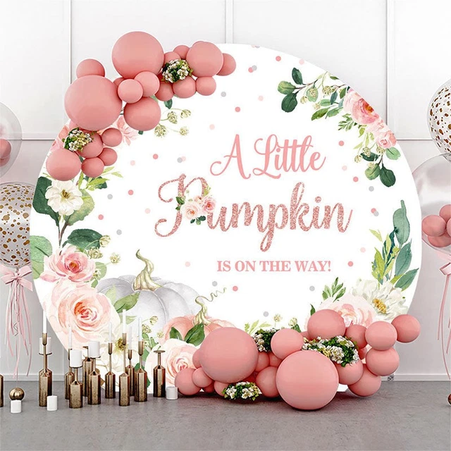 LITTLE PUMPKIN FLORAL Round Girl Baby Shower Backdrop $37.94 - PicClick AU