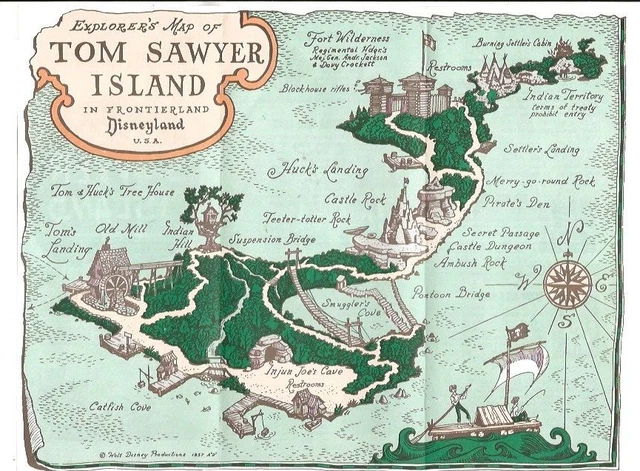 DISNEYLAND BROCHURE~&TOM SAWYER ISLAND" Explorer's MAP $21.00 - PicClick