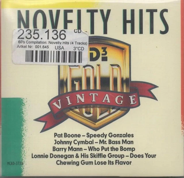 NOVELTY HITS 3&MAXICD RAR 1989 Pat Boone Johnny Cymbal Barry Mann ...