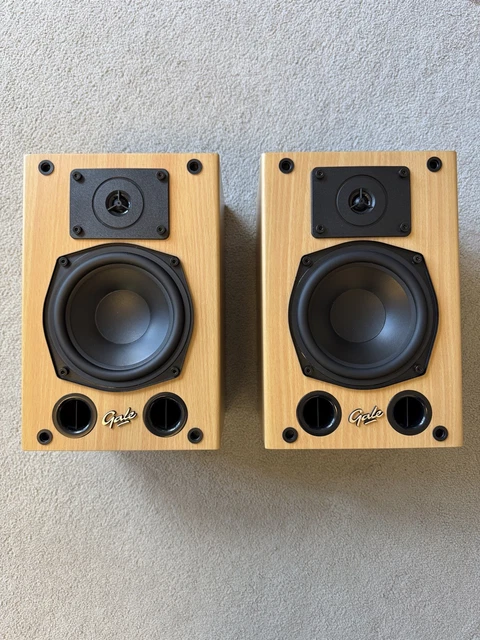 GALE GOLD MONITOR MK2 Bookshelf Hi-Fi Speakers Pair Light Wood Finish £ ...