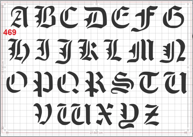 OLD ENGLISH ALPHABET letters Stencil MYLAR A4 sheet strong reusable Art ...