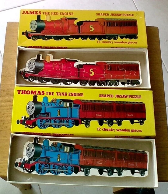 THOMAS THE TANK ENGINE/ JAMES THE RED ENGINE Wooden Jigsaws ( 2 x 12 ...