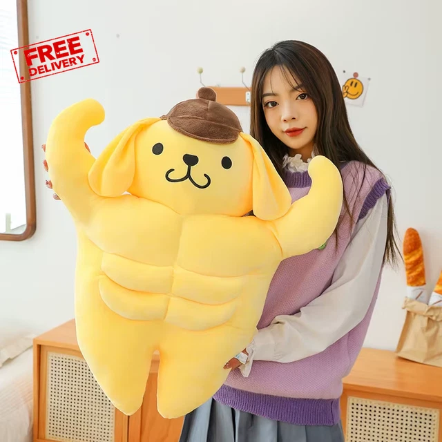 40/60/80CM SANRIO KAWAII Pompompurin Muscle Stuffed Plush Toys Big Size ...