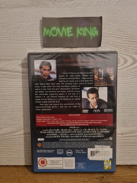 HEAT (DVD, 1995) NEW & SEALED Al Pacino Robert DeNiro Val Kilmer ...