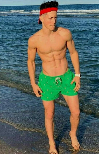 Shirtless Male Athletic Muscular Beefcake Bare Foot Beach Hunk Photo