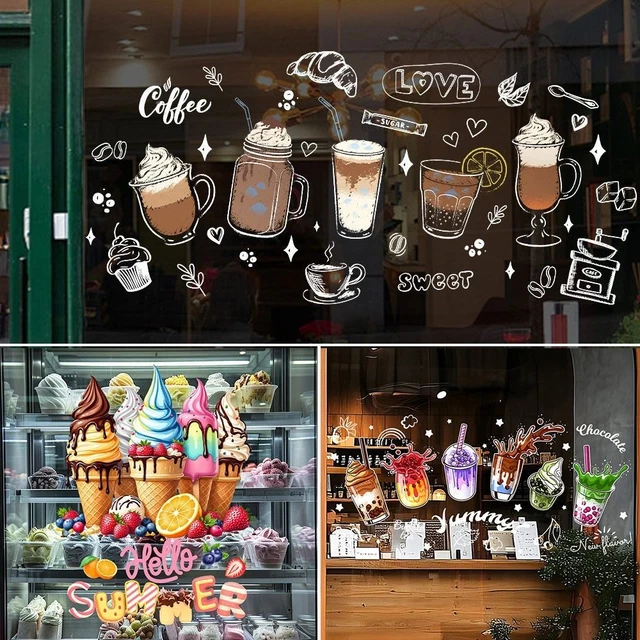 CARTOON ICE CREAM Static Window Sticker Glass Door Decals Home ...