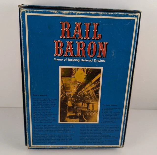 RAIL BARON BOARD Game Train Bookcase Avalon Hill 1977 Complete $79.99 ...
