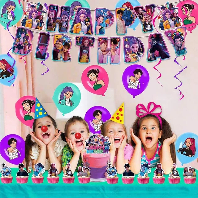 KPOP DEMON HUNTERS Fans Banner Balloons Cake Toppers Birthday Party ...