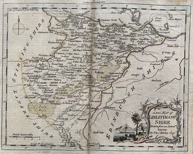 1763 ANTIQUE MAP: Linlithgowshire / West Lothian from London Magazine £ ...