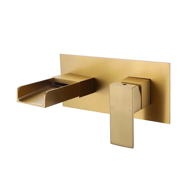 WALL CONCEALED BASIN Mixer Water Faucet Bathroom Sink Waterfall Tap ...
