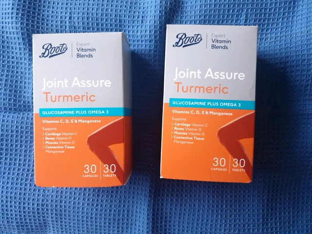 BOOTS JOINT ASSURE -TURMERIC / GLUCOSAMINE/OMEGA 3 -120 TABLETS ...