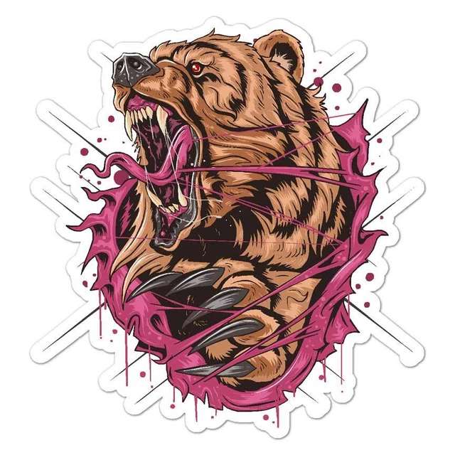 GRIZZLY BROWN BEAR, Vinyl Decal Sticker, Indoor Outdoor, 3 Sizes, #7951 ...