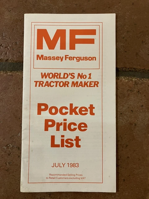 MASSEY FERGUSON PRICE LIST 80s TRACTOR BROCHURE CLASSIC FARM MODEL ...