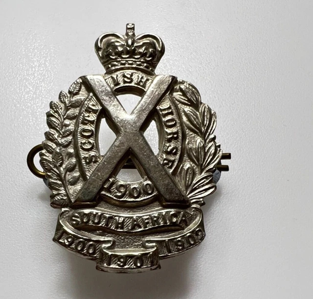 1950'S SCOTTISH HORSE Regiment Cap Badge Queen Elizabeth Crown 44 x 30 ...