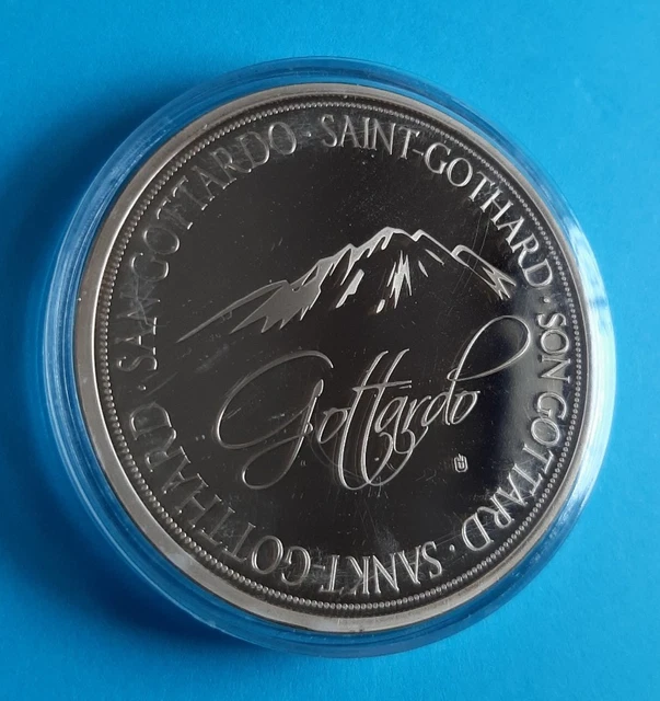 SCHWEIZ - GOTTHARD + Schnellzug - 54g Medaille - vergoldet mit ...