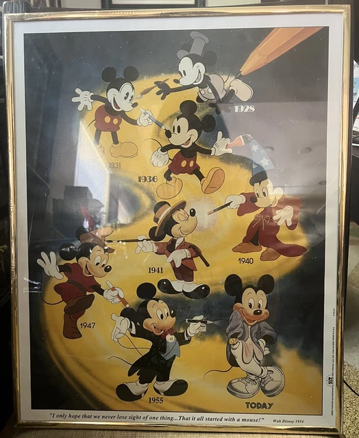 WALT DISNEY VINTAGE Poster Mickey Mouse “Generations” Through The Years ...