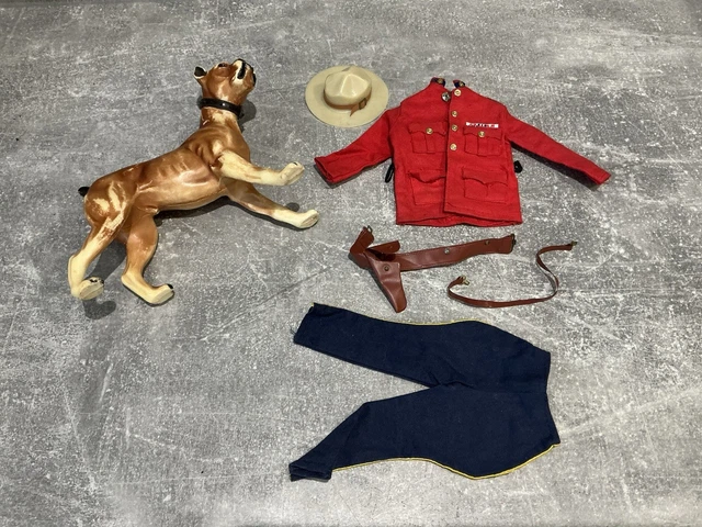 VINTAGE ACTION MAN Royal Canadian Mountie 1970s Uniform & Brutus Dog ...