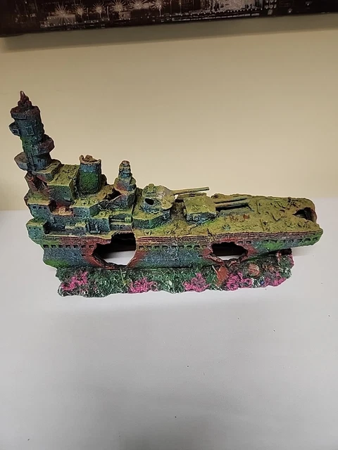 TOP FIN AQUARIUM Decoration Sunken Battleship Ornament Fish Tank ...