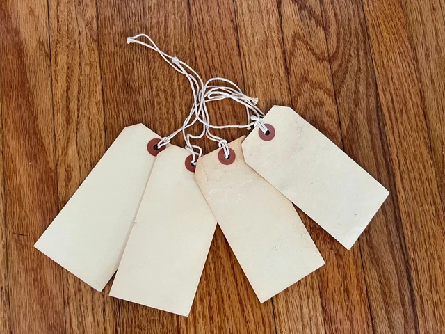VINTAGE CARDBOARD PAPER & String Tags X 4 $14.99 - PicClick