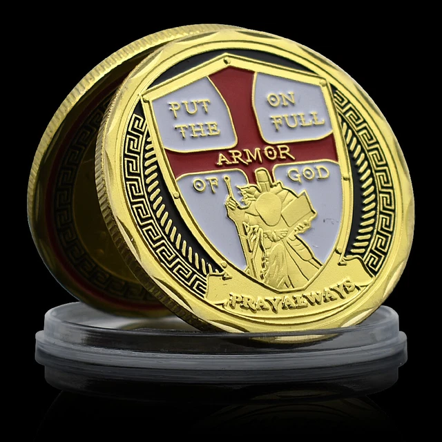 PUT ON THE Armor of God Gold Coin Temple Crusader Challenge Coin ...