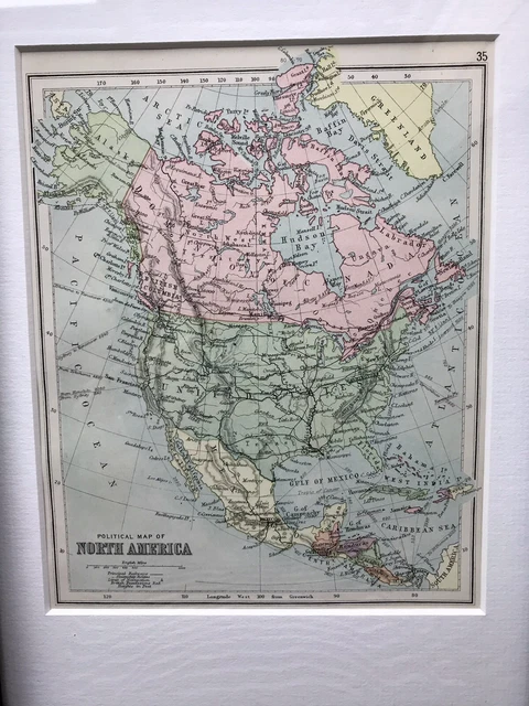 ORIGINAL VINTAGE MAP - Political Map United States - 1900 - Mounted And ...