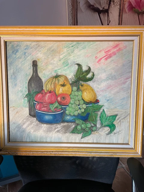 TABLEAU PEINTURE À l'huile nature morte signée Nano EUR 50,00 - PicClick FR