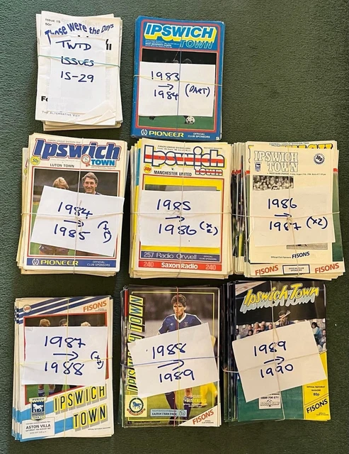 IPSWICH TOWN FC Programme Collection 84/85 To 19/20 Plus TWTD Printed ...