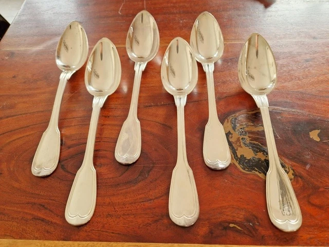 CHRISTOFLE SÉRIE DE 6 cuillères de table modèle Chinon en métal argenté ...