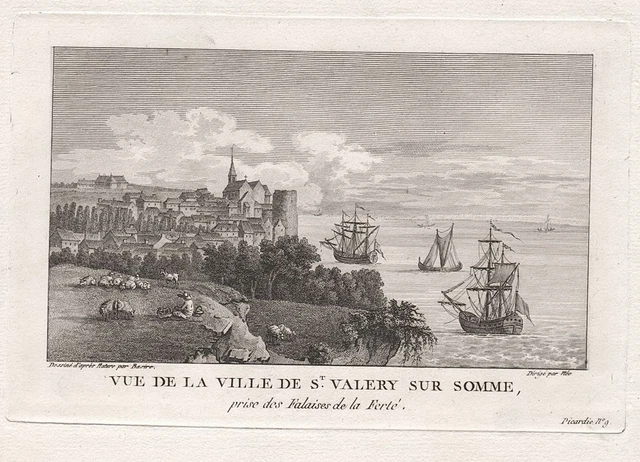 SAINT-VALERY-SUR-SOMME HAUTS-DE-FRANCE VUE Gravure Estampe sur Cuivre ...