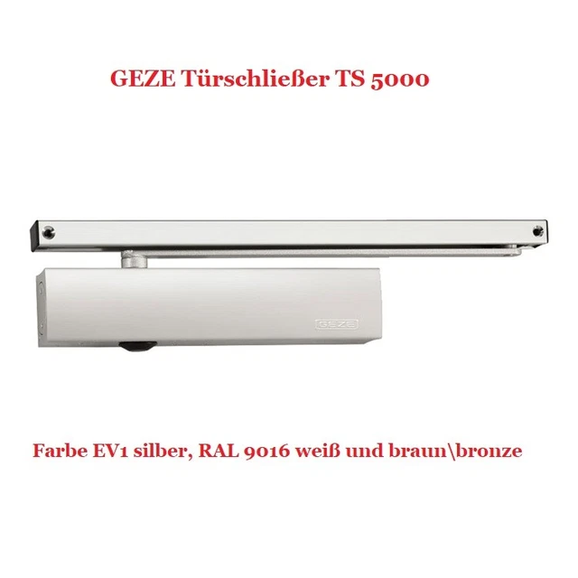 GEZE TÜRSCHLIESSER TS 5000 mit Gleitschiene silber weiß braun RECHNUNG mit MwSt EUR 165,00 ...