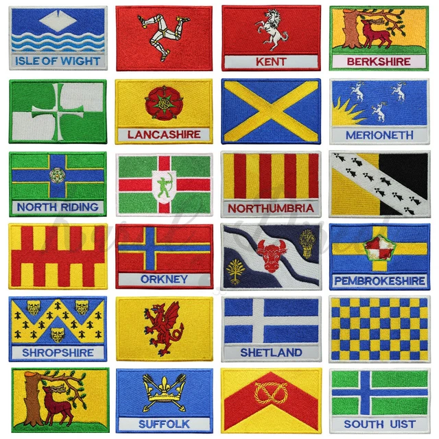 UNITED KINGDOM COUNTY Flag Patch Embroidered Iron On Sew On Patch Badge ...