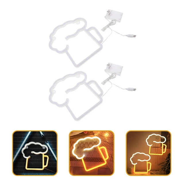 2PCS BEER SIGNS LED Neon Lights Bar Restaurant Lights Wall Light ...