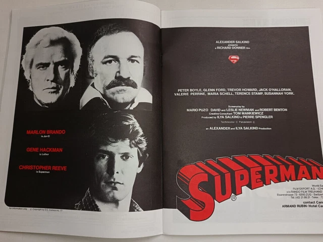 CINEMA LE FILM Francais Cannes 16 Mai 1977 Pub Superman Brando Hackman ...