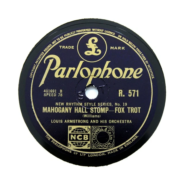 LOUIS ARMSTRONG ORCHESTRA "Mahogany Hall Stomp" (E+) PARLOPHONE R-571 ...