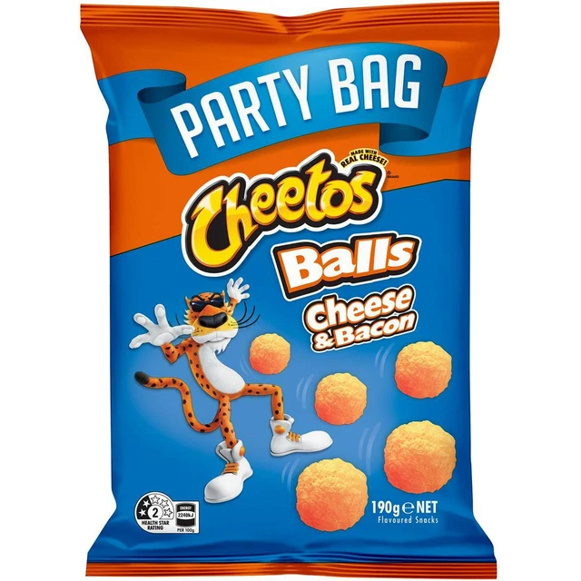 CHEETOS CHEESE AND Bacon Balls Puffs Chips Snacks Pack Party Bag 190g ...