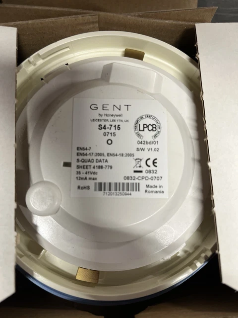 GENT S4-715 S-QUAD Analogue Addressable Optical Smoke Detector White £ ...