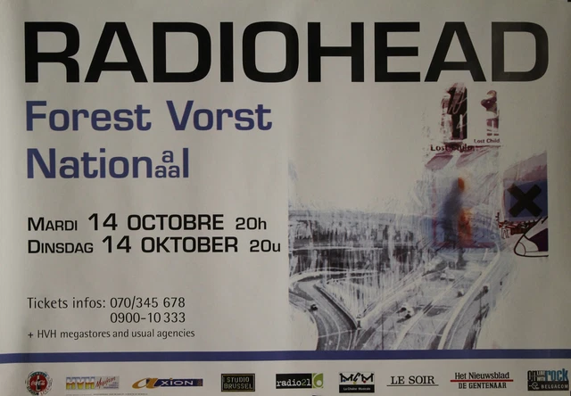 &RADIOHEAD (CONCERT FOREST VORST NATIONAL)" Affiche originale 1997 EUR ...