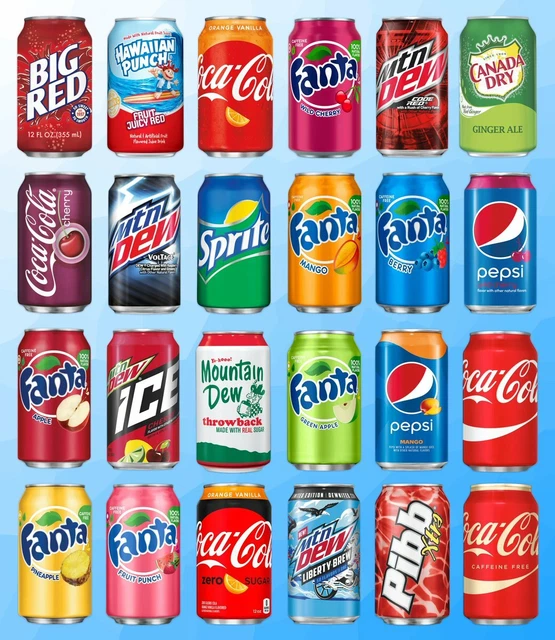 AMERICAN FANTA CAN Drink, Dr Pepper & Mtn Dew & Coca Cola Flavoured ...