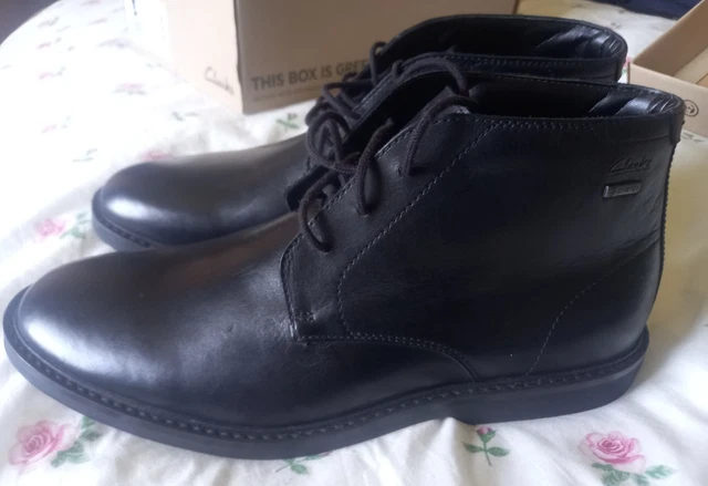 CLARKS ATTICUS LT Hi GORE-TEX Black Leather Men's Boots Size UK 10G/44 ...