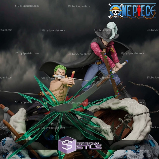 ZORO VS MIHAWK DIORAMA ONE PIECE ACTION FIGURE Kit resina 3D 1:6 ...