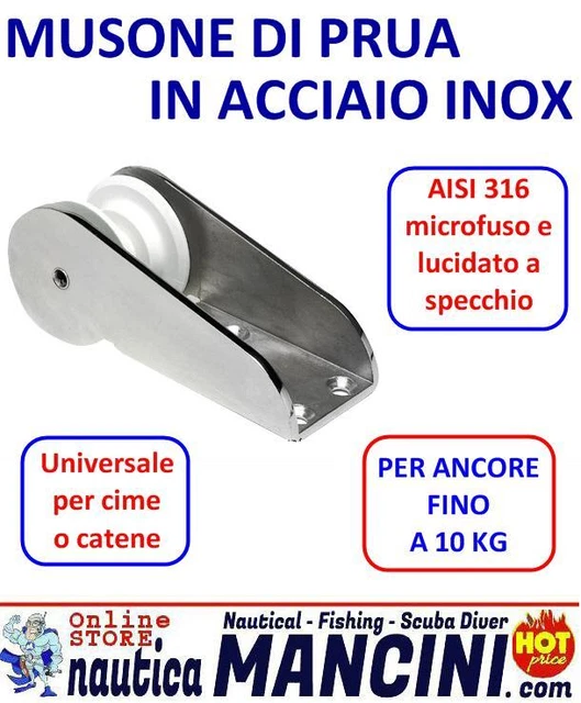 MUSONE PRUA INOX Universale Scorrimento Cima Catena Per Ancora Fino 10 ...