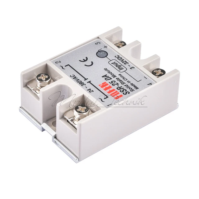 AC 24V-380V SSR-25DA Solid State Relay Module 25A 250V 3-32V DC Input ...