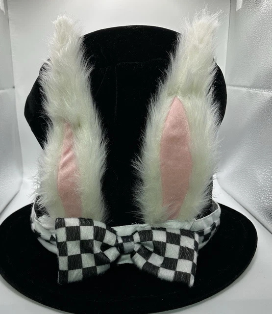 MAD HATTER TOP Hat White Rabbit Ears Alice In Wonderland by Elope ...