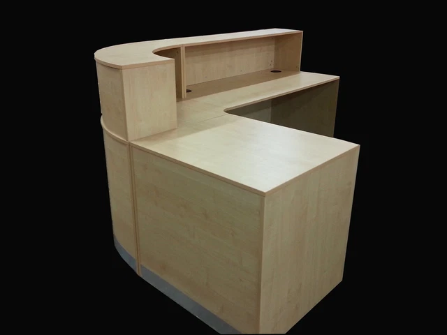 RECEPTION DESK MAPLE Reception Desk Counter Curved Corner Aluminium ...