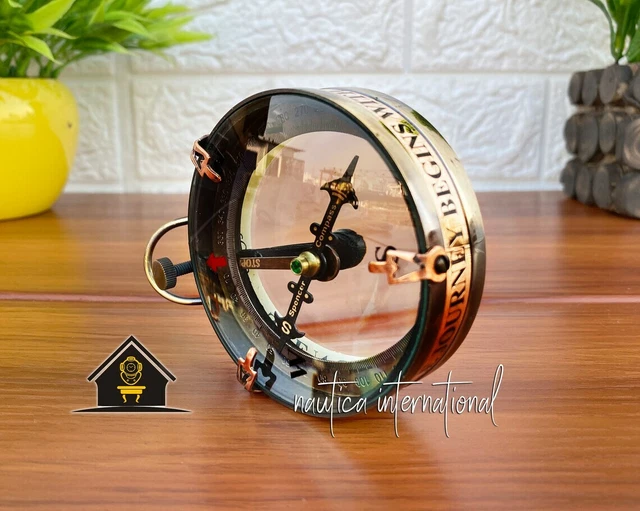 ANTIQUE BRASS NAUTICAL Magnifying Spencer Compass Map Reader EUR 46,60 ...