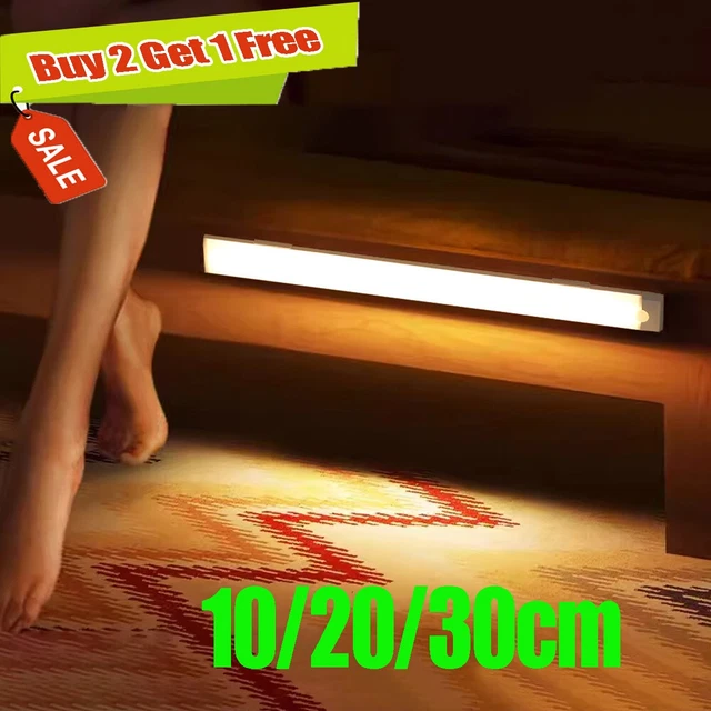 STRIP LIGHT LED PIR Motion Sensor USB Rechargeable Sticker Cabinet ...