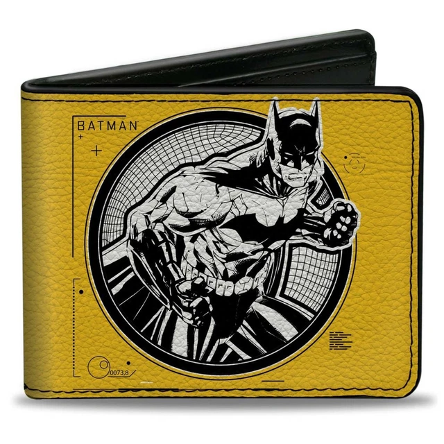 BI-FOLD WALLET BATMAN Tech Action Pose + Bat Logo Yellow/Black/White ...