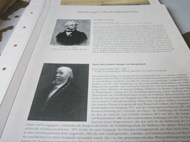 NÜRNBERG DOKU ANHANG Die Oberbürgermeister von 1818 bis 1996, 10 Tafeln ...